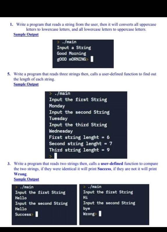 Solved 1. Write a program that reads a string from the user, | Chegg.com