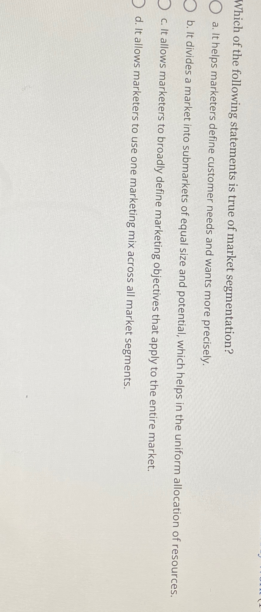 Solved Which of the following statements is true of market | Chegg.com