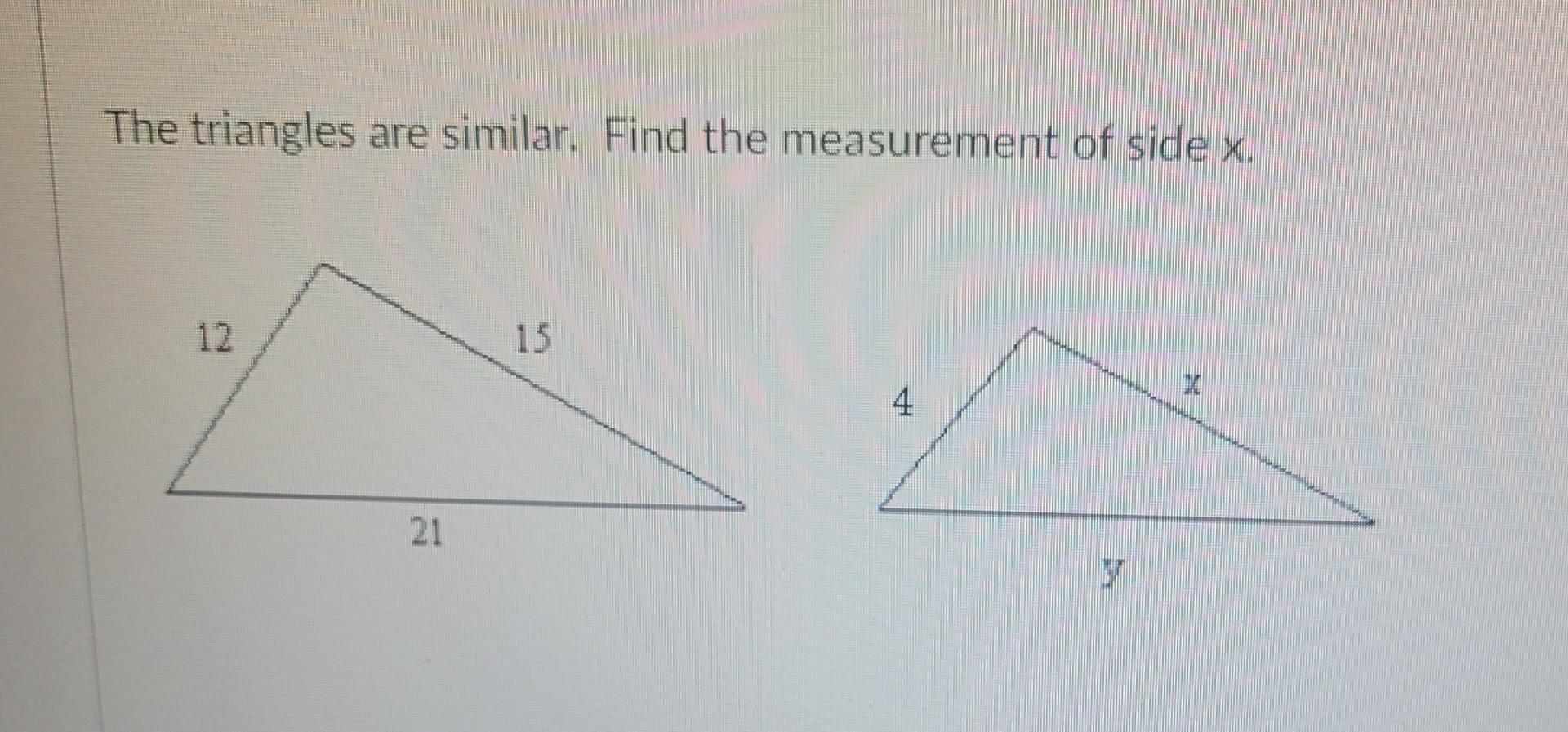 Solved The triangles are similar. Find the measurement of | Chegg.com