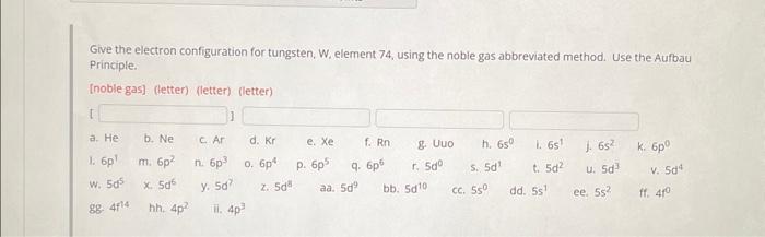 Solved Question 37 of 55 [ Give the electron configuration | Chegg.com