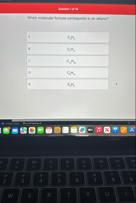 Solved Question 1 ﻿of 19Which molecular formula corresponds | Chegg.com