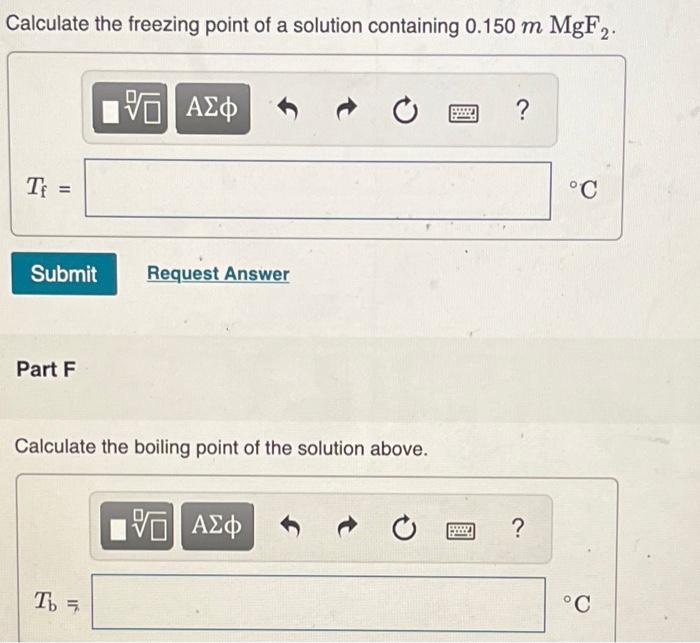Calculate the freezing point of a solution containing | Chegg.com