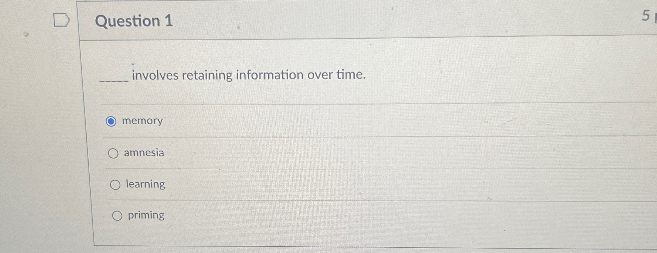 Solved Question 1q, ﻿involves retaining information over | Chegg.com