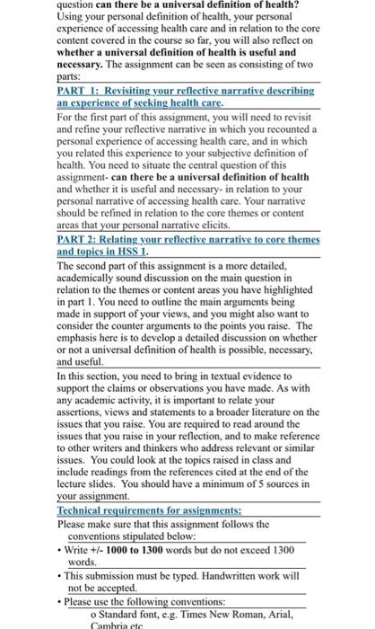 Solved question can there be a universal definition of | Chegg.com