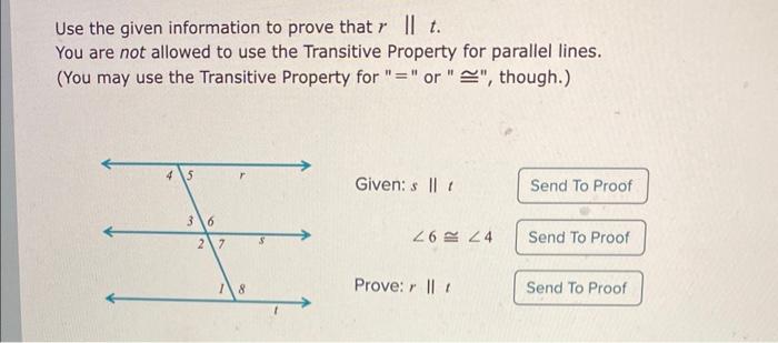 Solved Use the given information to prove that r∥t. You are | Chegg.com
