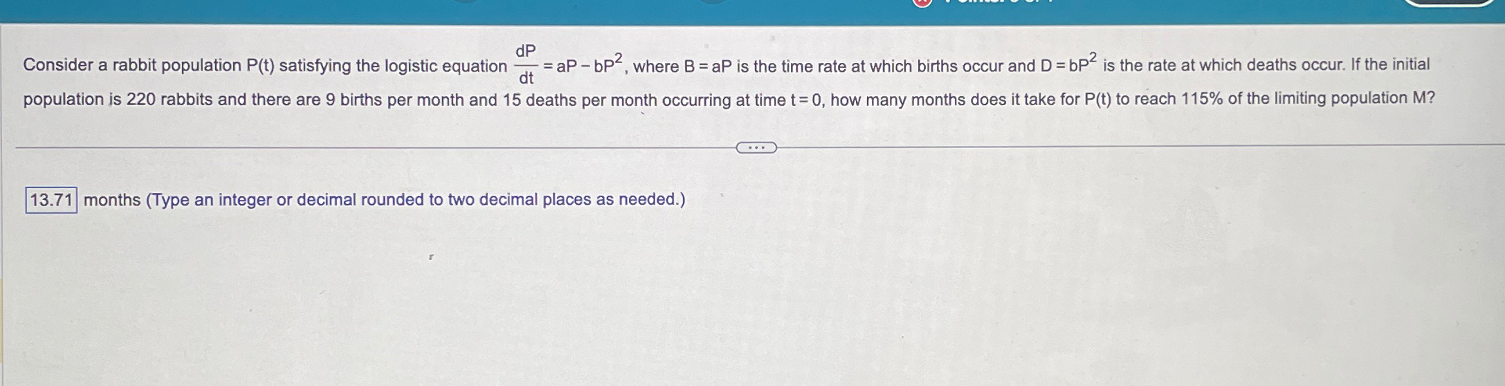 Solved Consider A Rabbit Population P T ﻿satisfying The