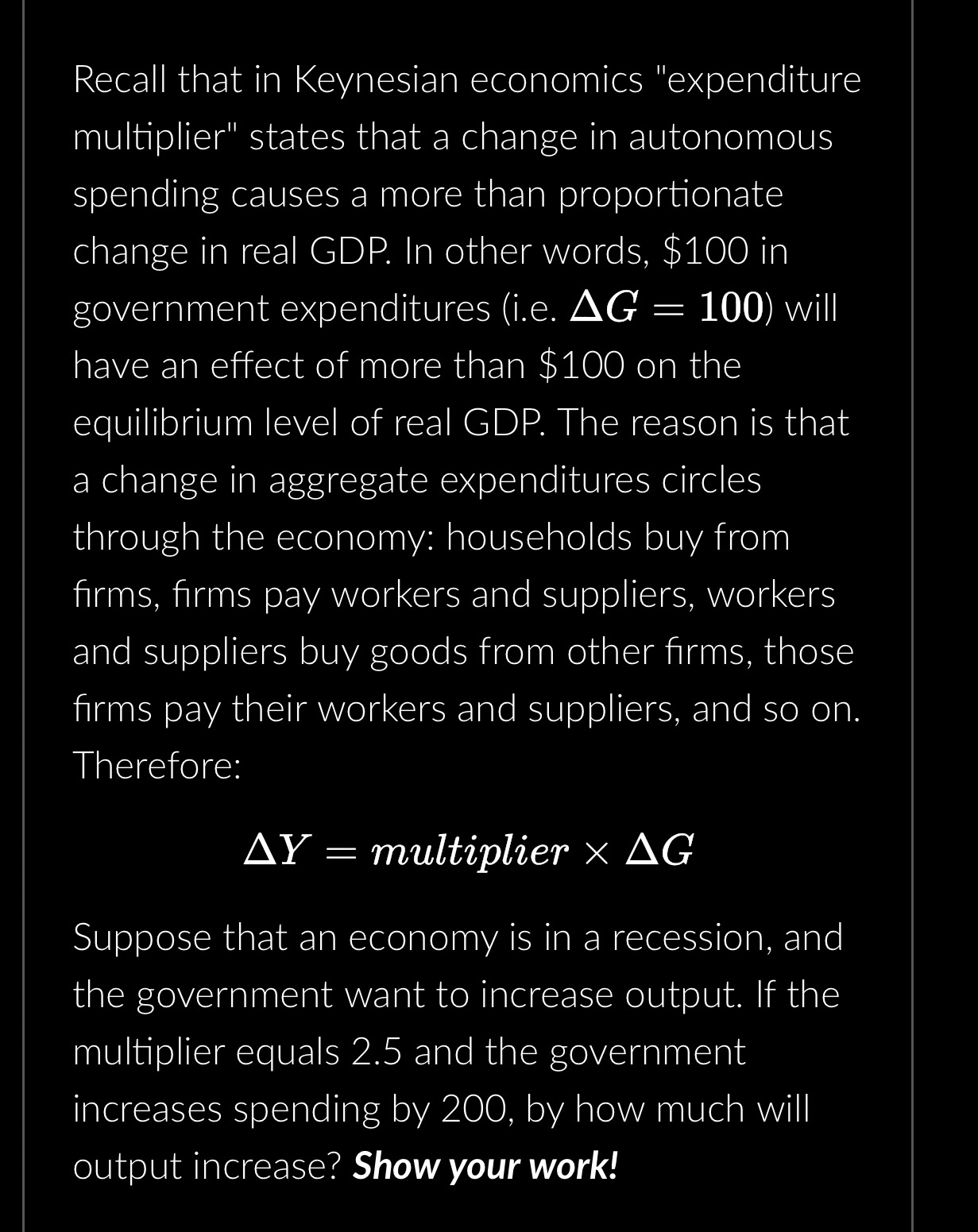 Solved Recall that in Keynesian economics "expenditure | Chegg.com