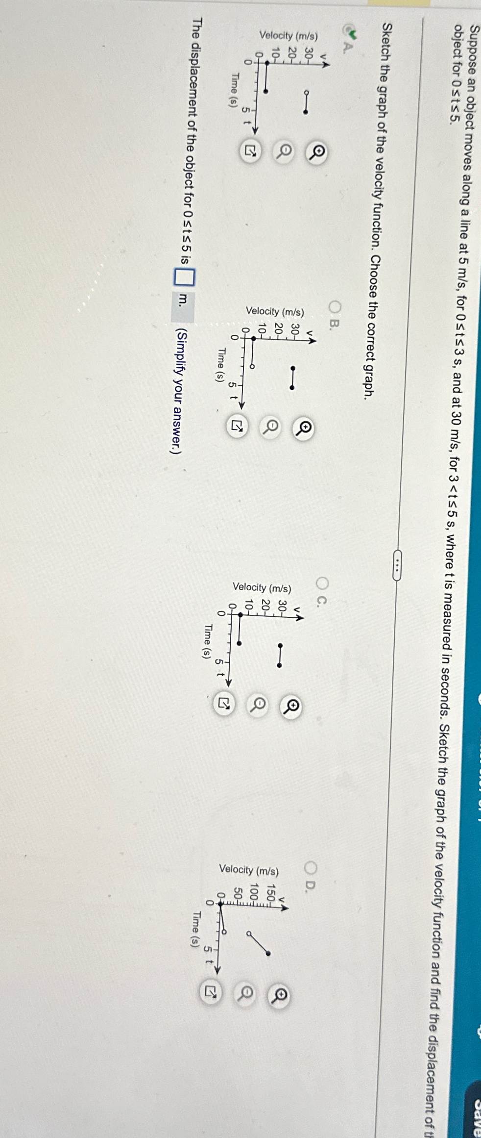 Solved Suppose an object moves along a line at 5ms, ﻿for | Chegg.com
