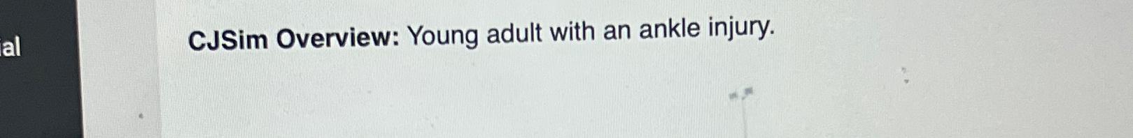 Solved CJSim Overview: Young adult with an ankle injury. | Chegg.com