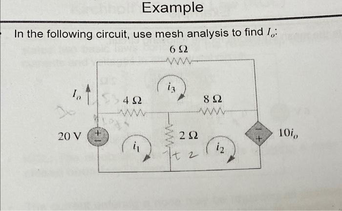 Solved Example - In the following circuit, use mesh analysis | Chegg.com