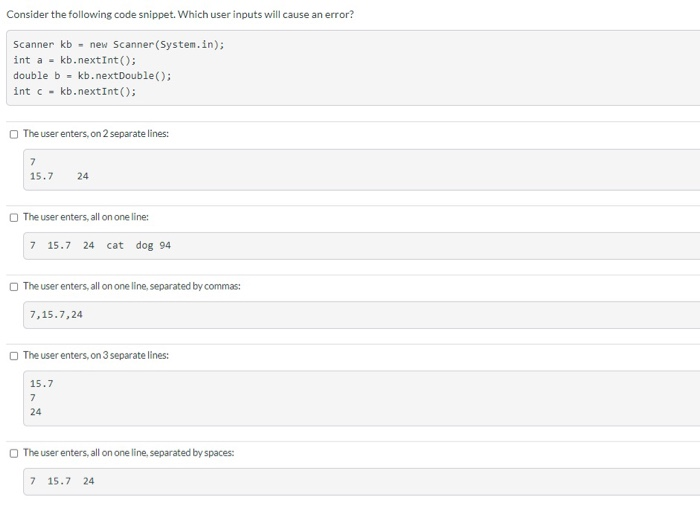 Solved Which of the following will cause an | Chegg.com
