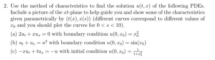 Solved 2. Use the method of characteristics to find the | Chegg.com