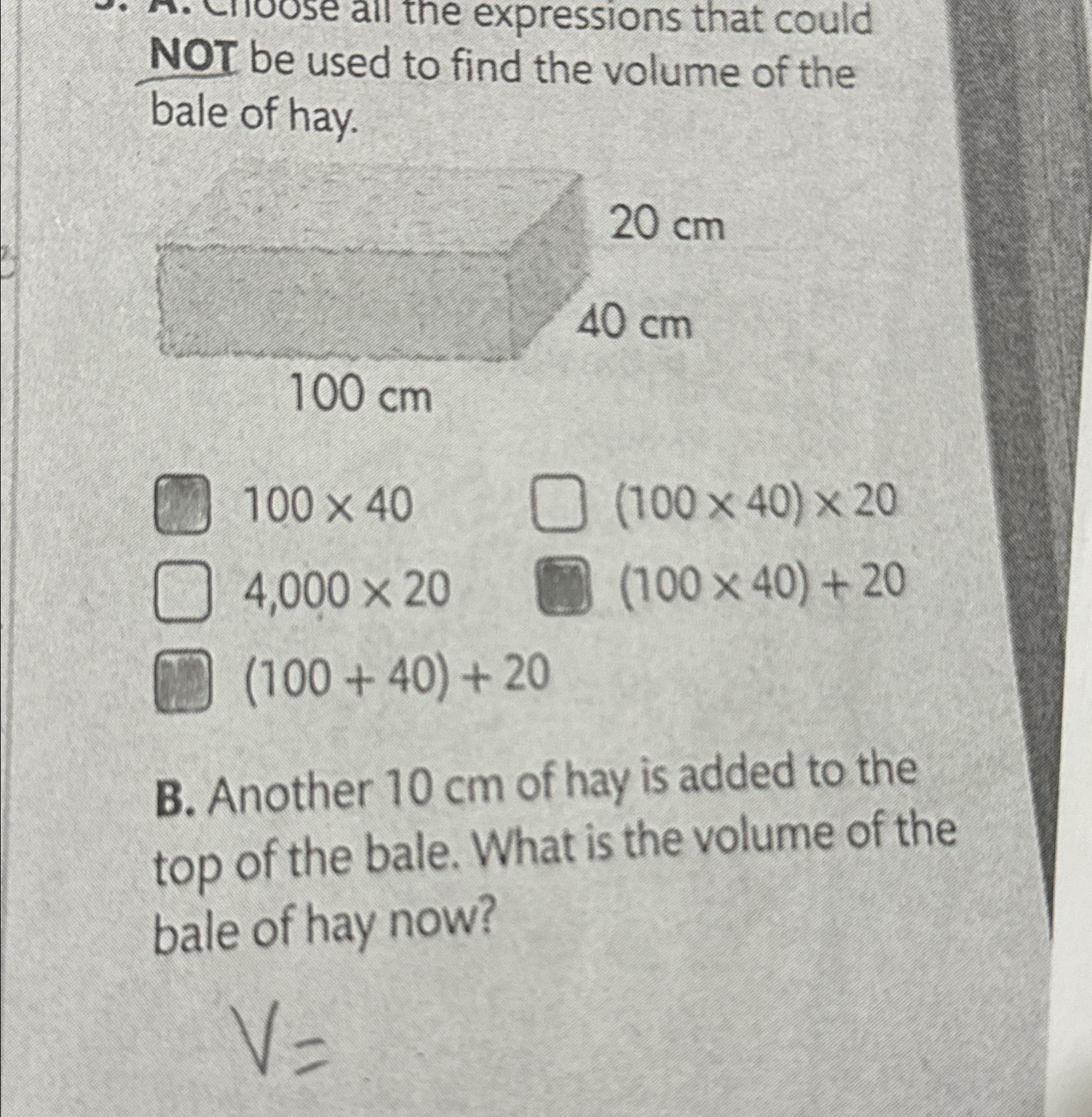 Solved expressions that could bale of hay.B. ﻿Another 10cm | Chegg.com