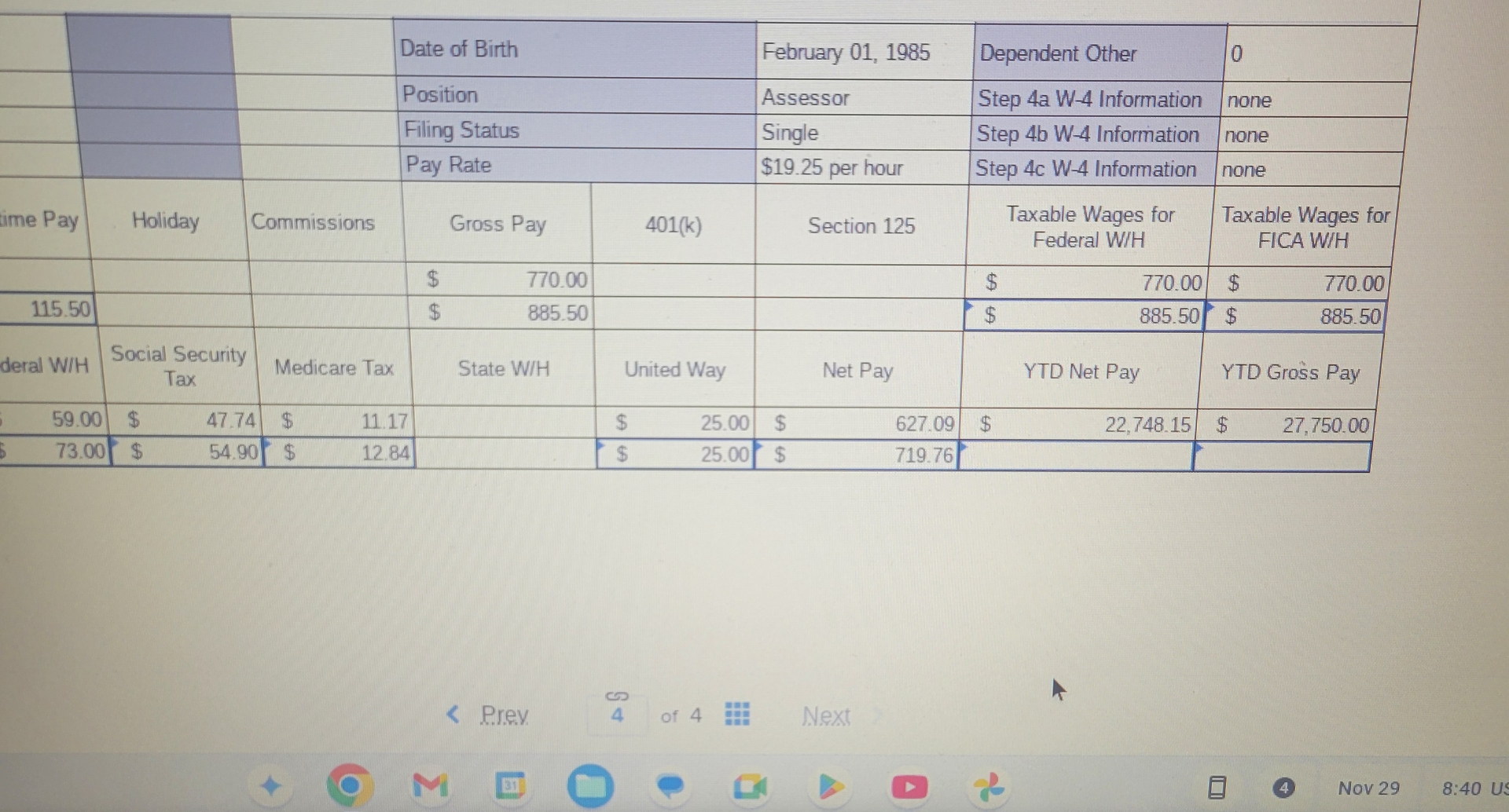 Solved I need help calculating YTD net and YTD gross pay | Chegg.com