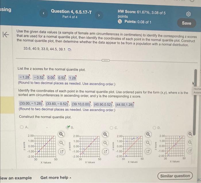 Solved Use the given data values (a sample of female arm | Chegg.com