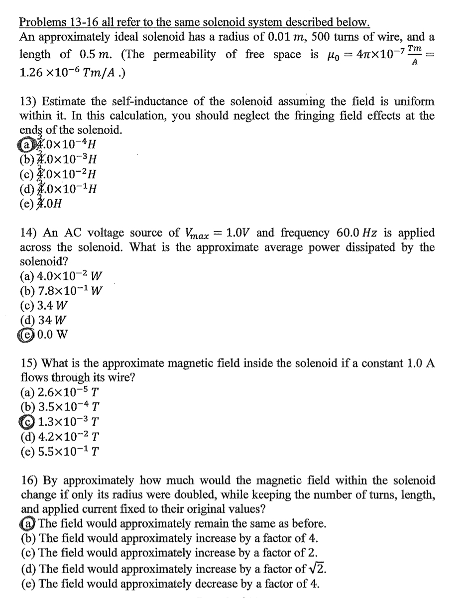 Solved Problems 13-16 ﻿all refer to the same solenoid system | Chegg.com