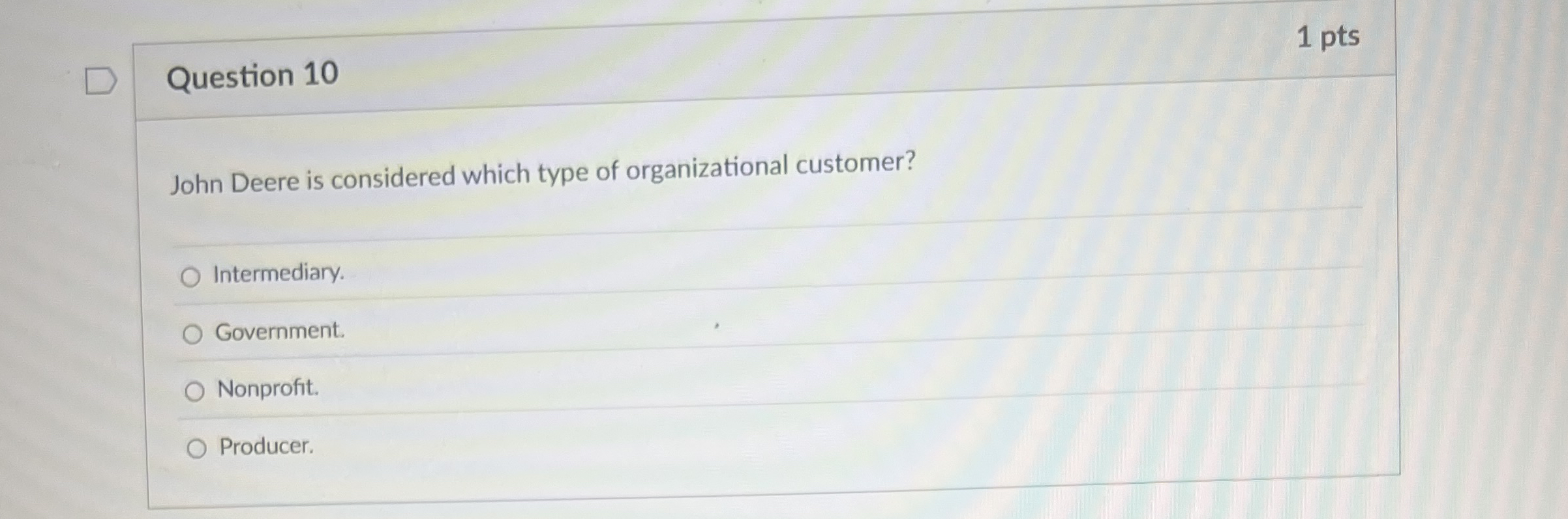 Solved Question 101 ﻿ptsJohn Deere is considered which type | Chegg.com