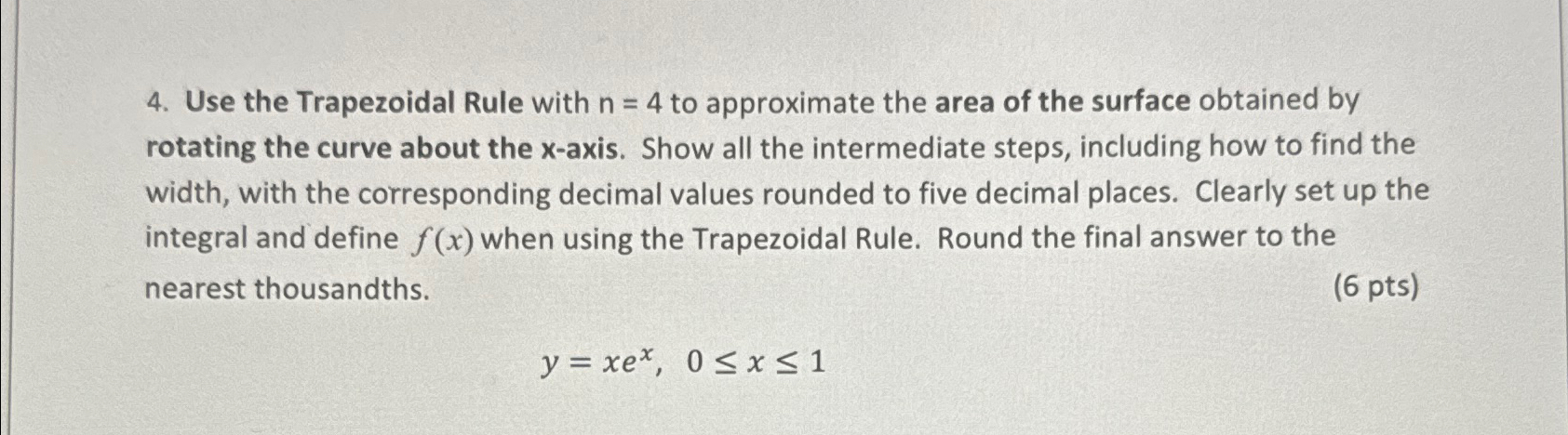 Solved Use the Trapezoidal Rule with n=4 ﻿to approximate the | Chegg.com