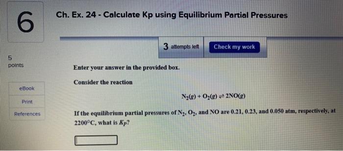 Solved Ch. Ex. 24 - Calculate Kp using Equilibrium Partial | Chegg.com