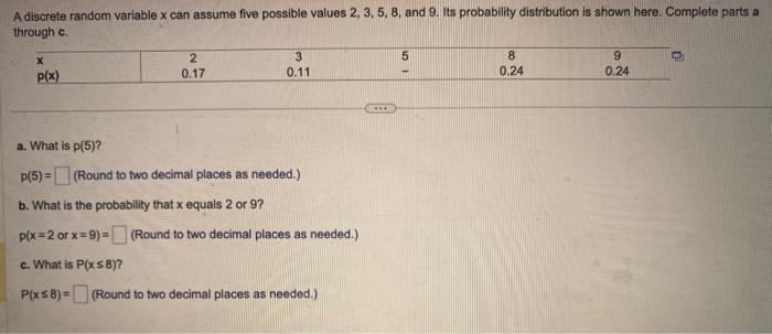 Solved A discrete random variable x can assume five possible | Chegg.com