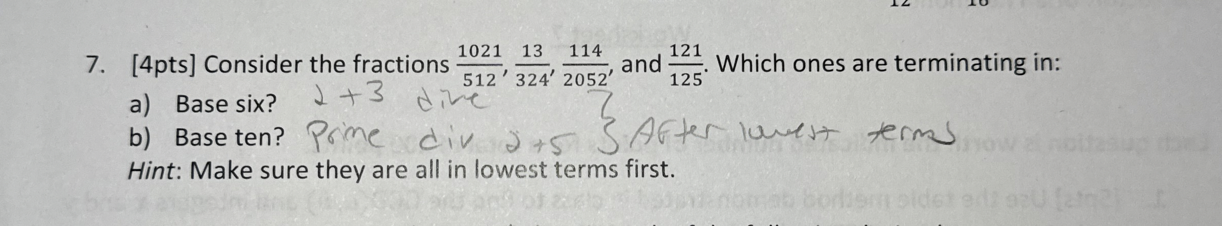 [4pts] ﻿Consider the fractions | Chegg.com