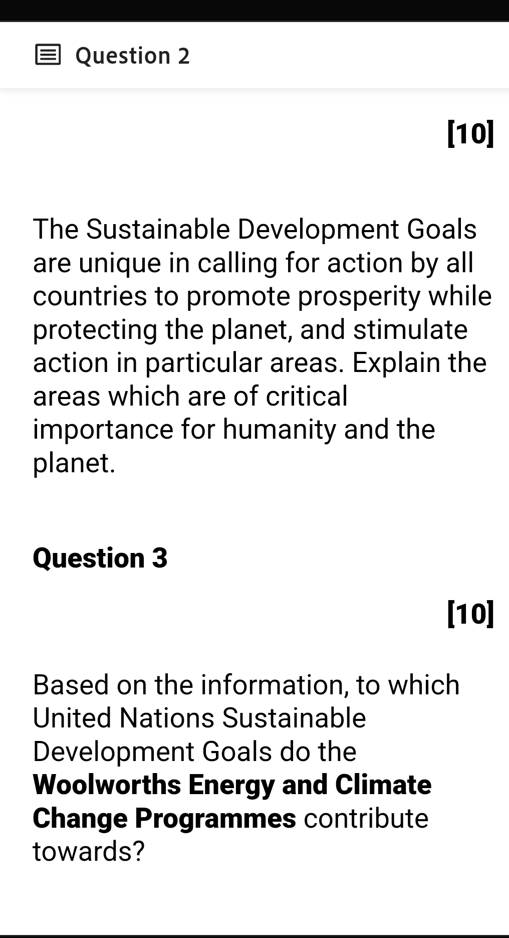 Solved Question 2[10]The Sustainable Development Goals are | Chegg.com
