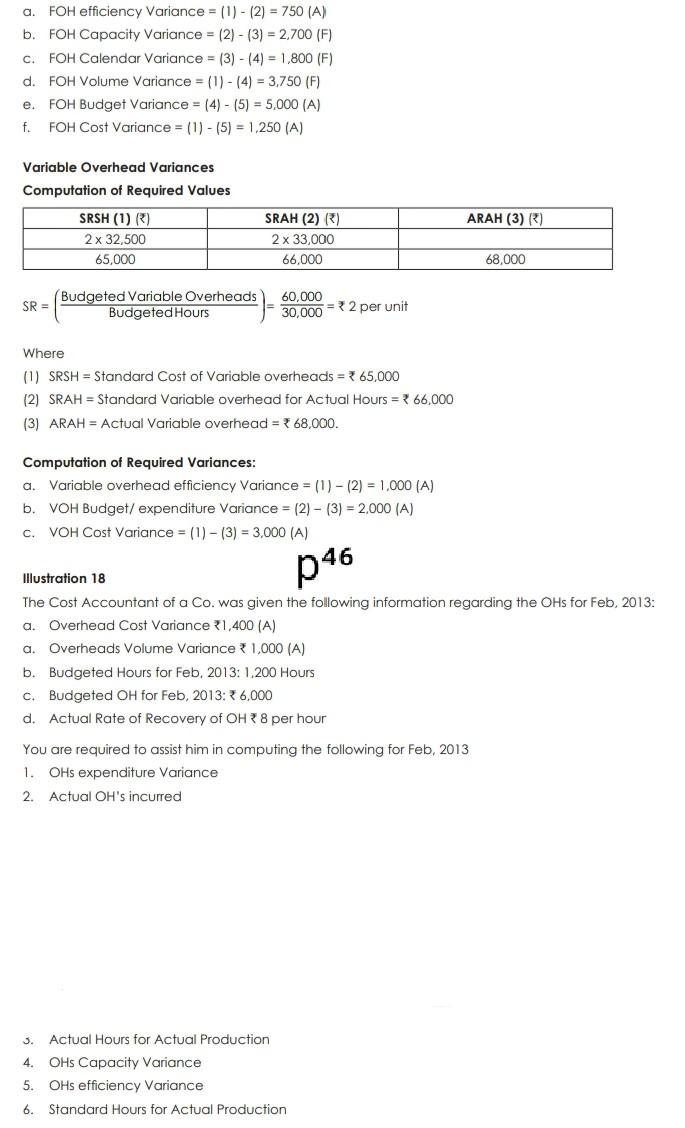 Solved C. FOH efficiency Variance = (1) - (2) = 750 (A) b. | Chegg.com