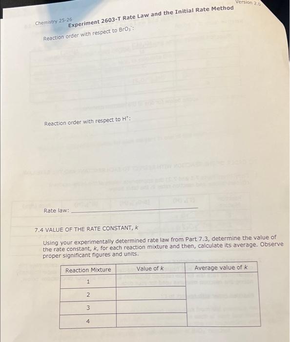 Solved 5.2 DETERMINING THE RATE LAW USING THE INITIAL RATE | Chegg.com