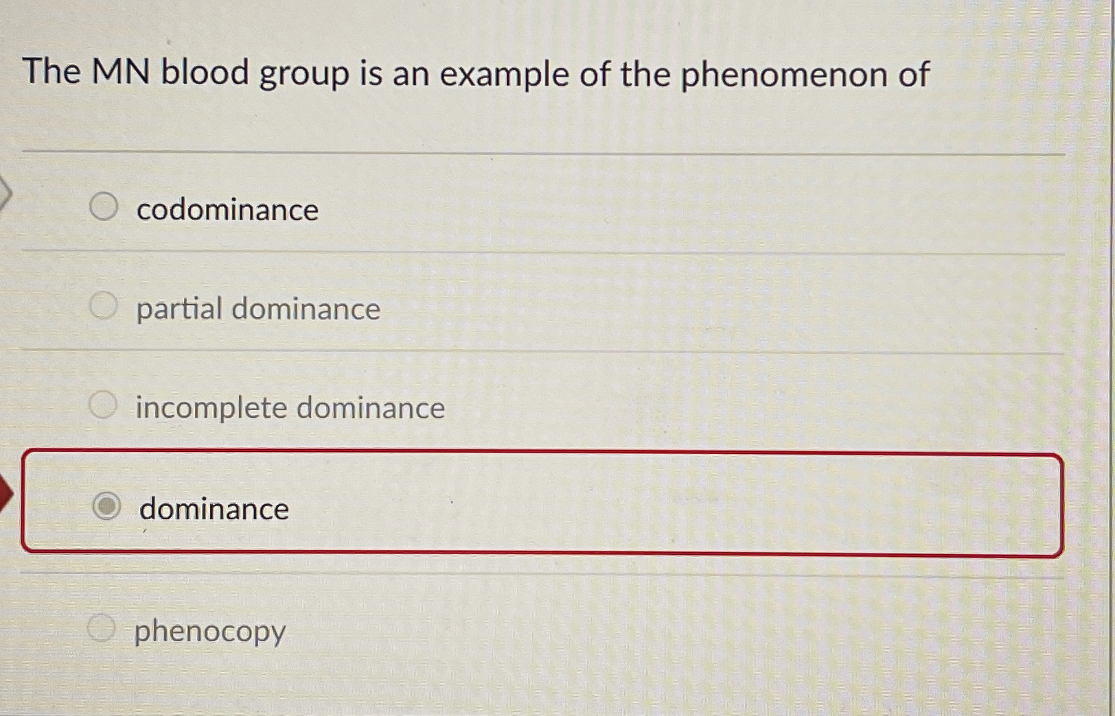 Solved The MN blood group is an example of the phenomenon | Chegg.com