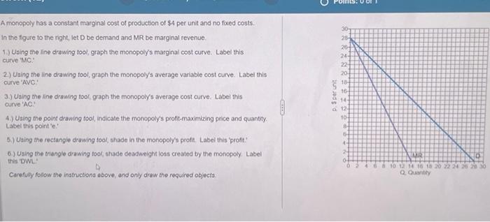 Solved A monopoly has a constant marginal cost of production | Chegg.com