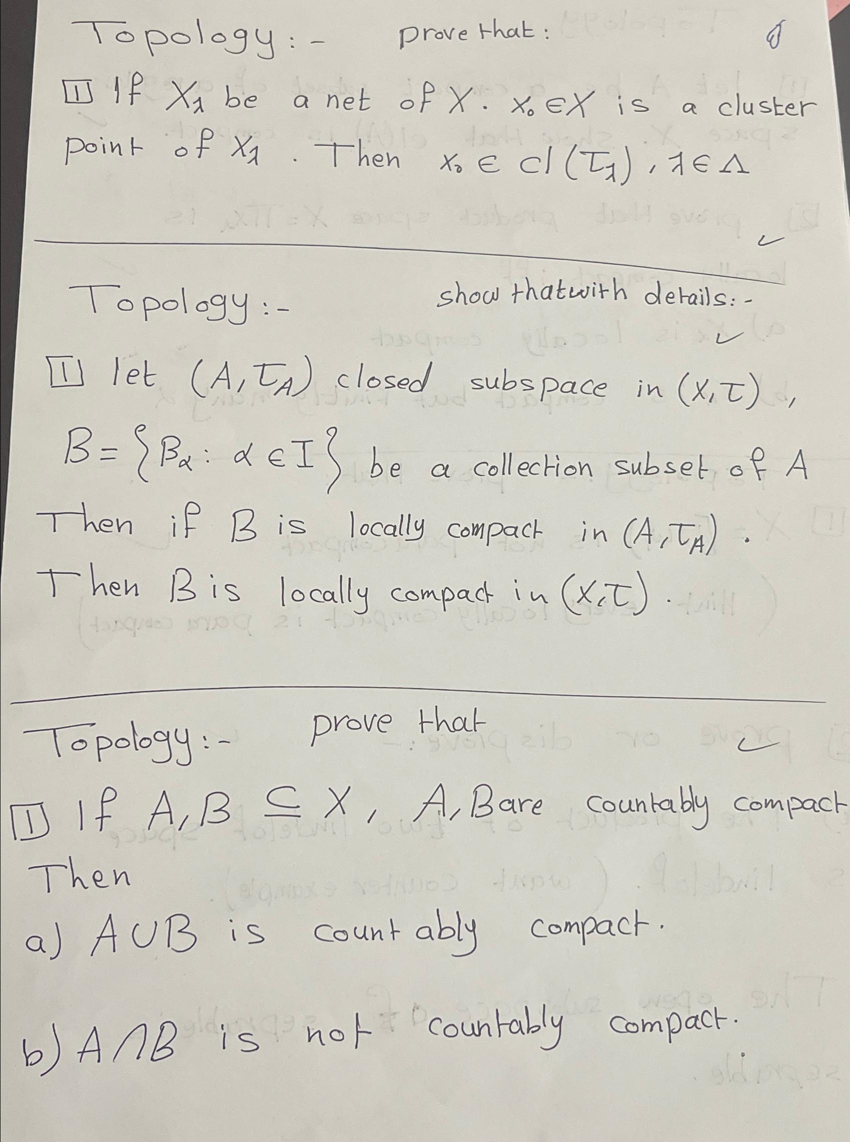 Solved Topology: - ﻿prove that:III If xλ ﻿be a net of | Chegg.com