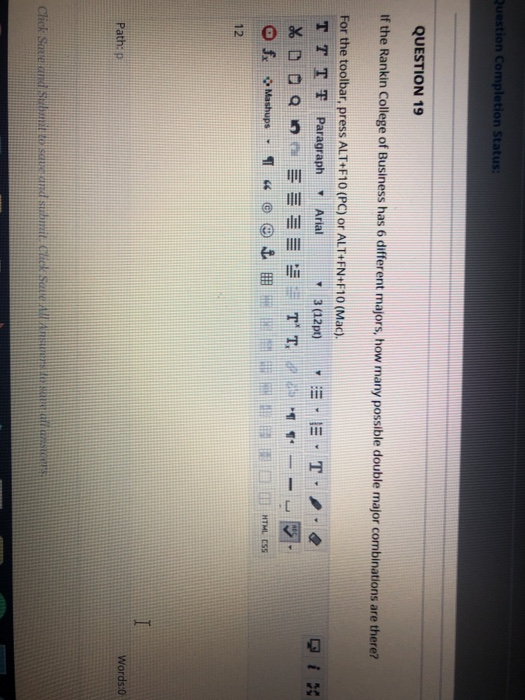 Solved Question Completion Status: QUESTION 19 If the Rankin | Chegg.com