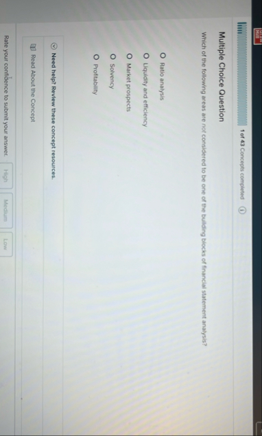Solved 번1 ﻿of 43 ﻿Concepts completedMultiple Choice | Chegg.com