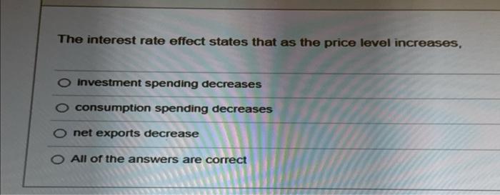 Solved The interest rate effect states that as the price | Chegg.com