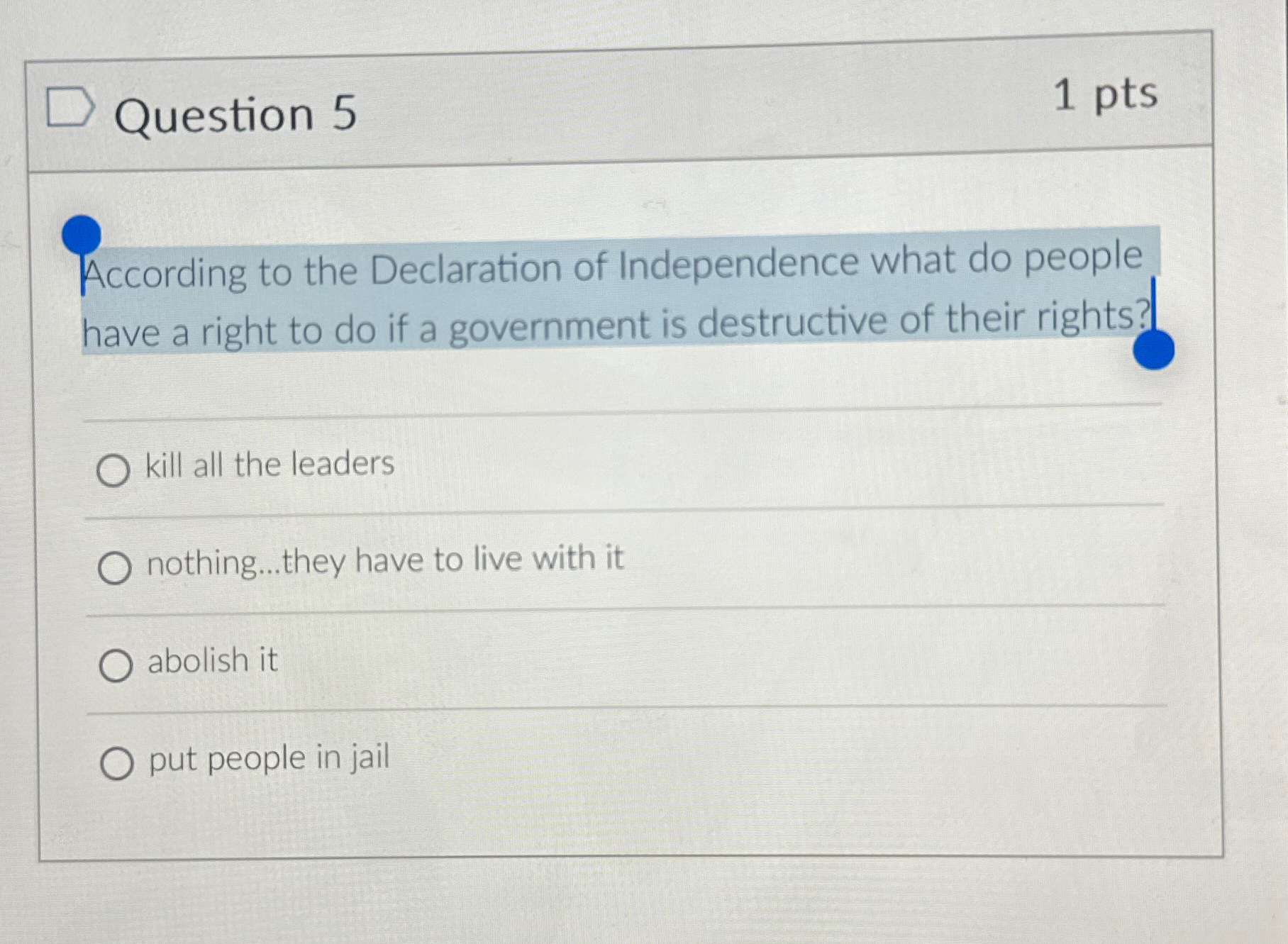 Solved Question 51 ﻿ptsAccording to the Declaration of | Chegg.com