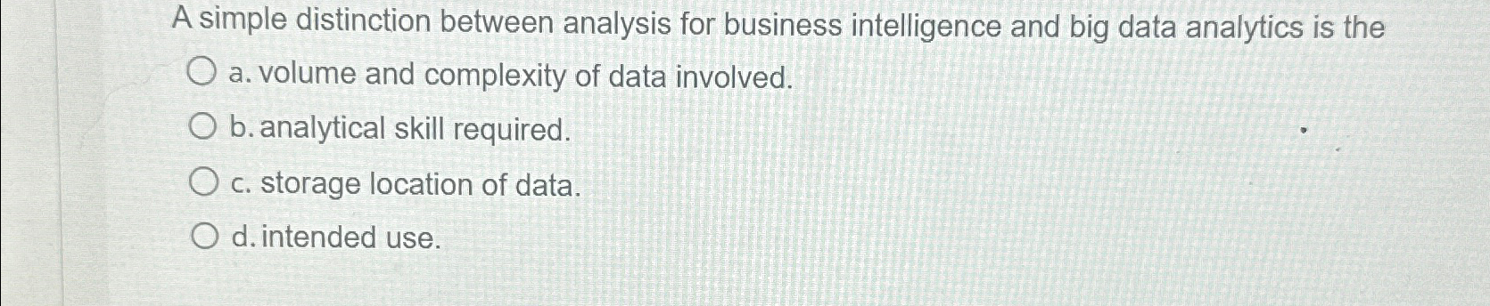 Solved A simple distinction between analysis for business | Chegg.com