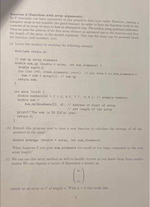 Solved Exercise 2 Functions With Array Arguments In C 3789