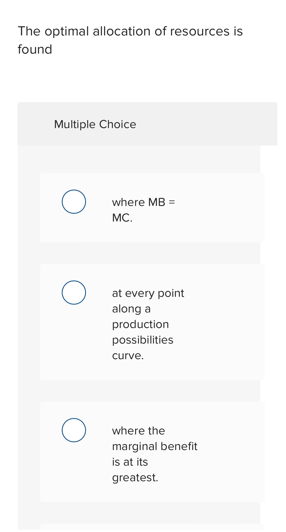Solved The optimal allocation of resources is foundMultiple | Chegg.com