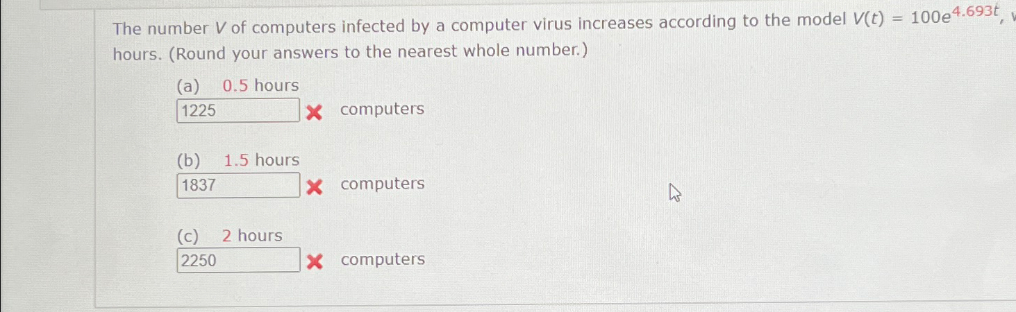 Solved The number V ﻿of computers infected by a computer | Chegg.com