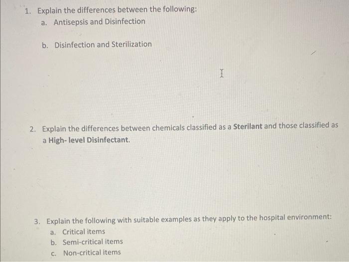 Solved 1. Explain the differences between the following: a. | Chegg.com