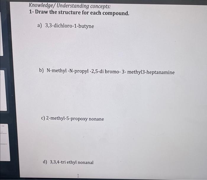 Solved c) 2-methyl-5-propoxy nonane Knowledge/Understanding | Chegg.com