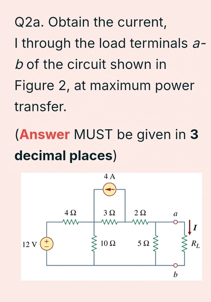 Solved Q2a. ﻿Obtain the current, I through the load | Chegg.com