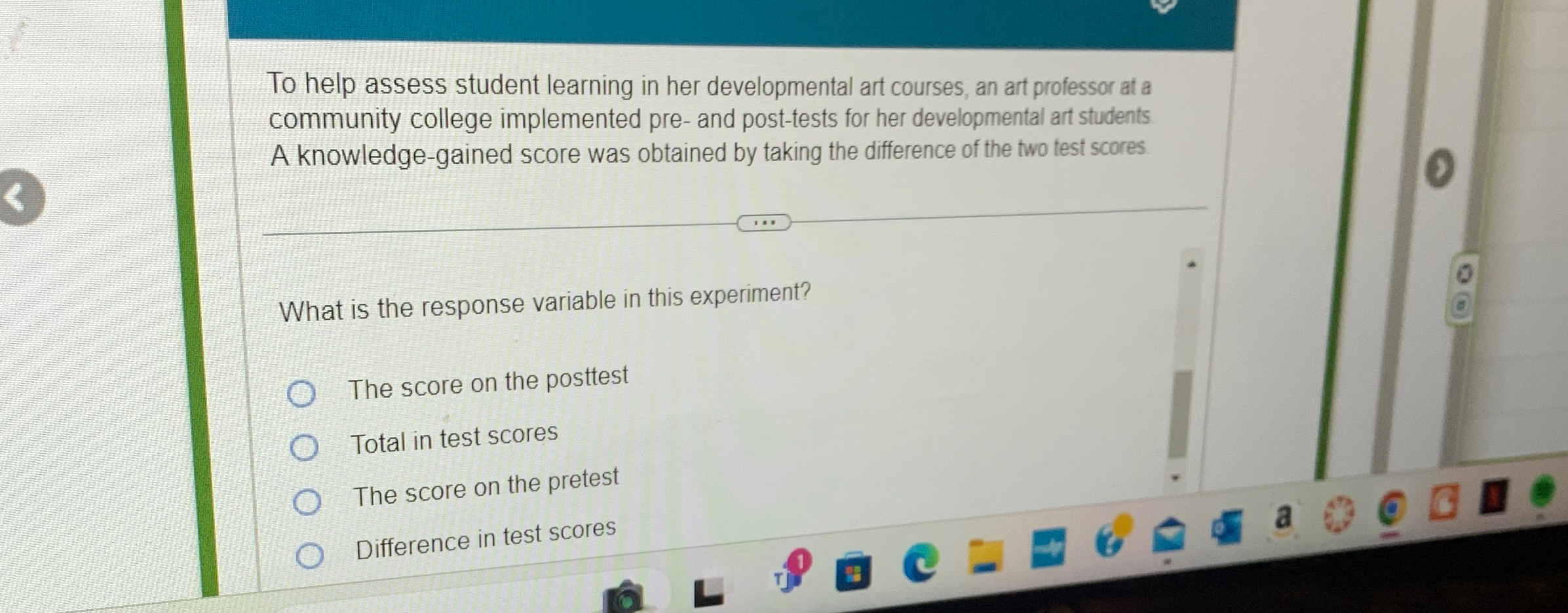 Solved To help assess student learning in her developmental | Chegg.com