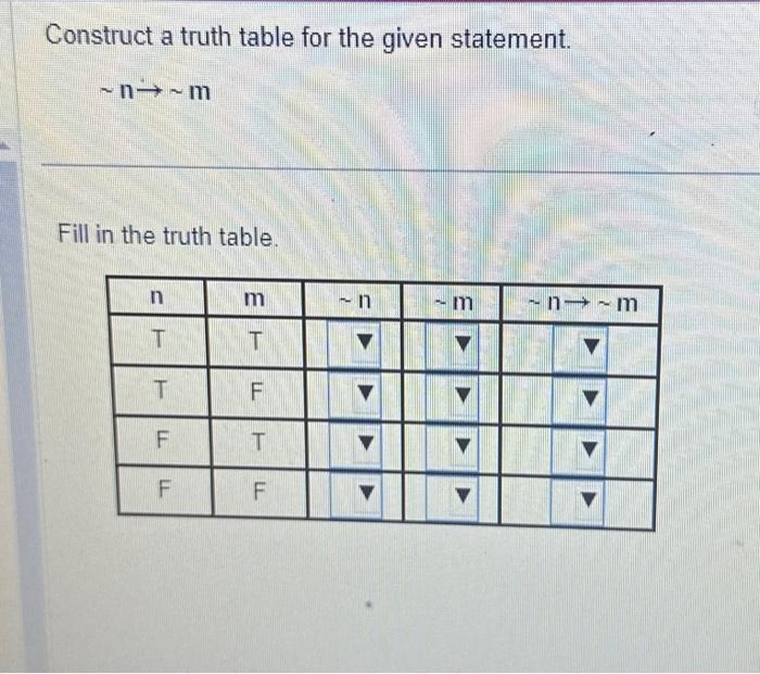 Solved Construct a truth table for the given statement. | Chegg.com