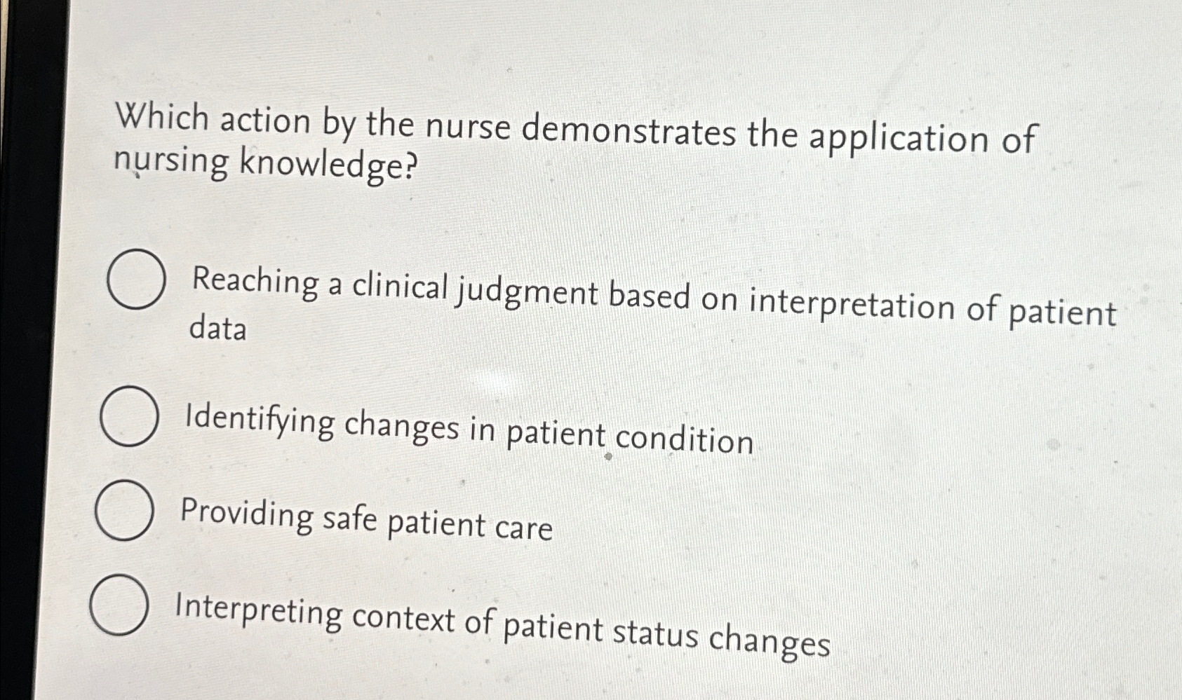 Solved Which action by the nurse demonstrates the | Chegg.com