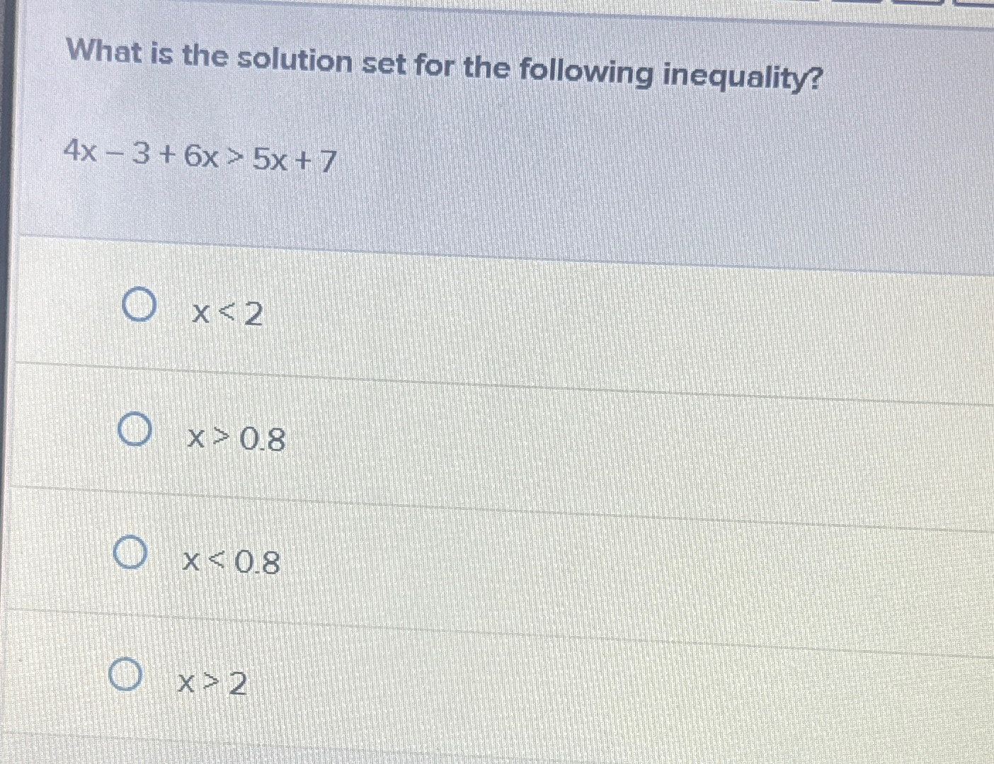 Solved What is the solution set for the following | Chegg.com
