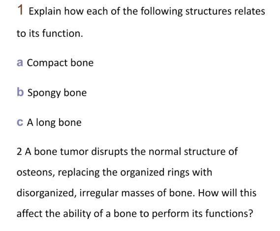 Solved 1 Explain how each of the following structures | Chegg.com
