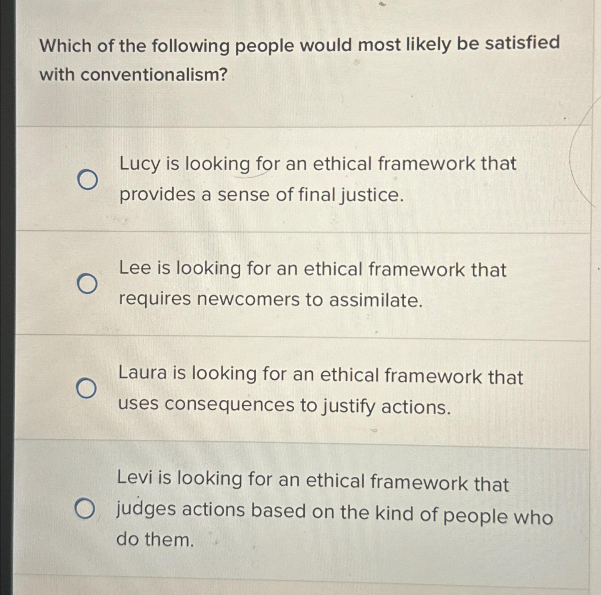 Solved Which of the following people would most likely be | Chegg.com