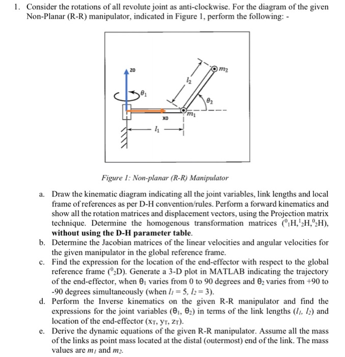 1. Consider the rotations of all revolute joint as | Chegg.com