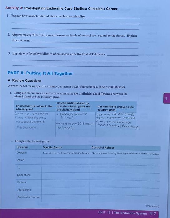 Solved Activity 3: Investigating Endocrine Case Studies: | Chegg.com